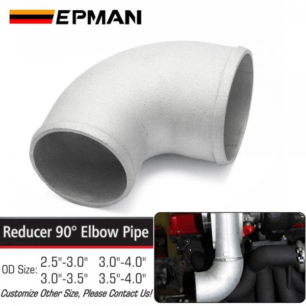 EPMAN Universal Cast Aluminum 90 Degree Reducer Pipes Intercooler Turbo Elbow Reducer Pipe Joiner